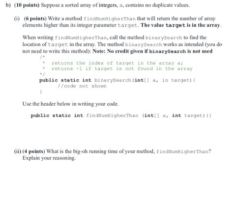 Solved B 10 Points Suppose A Sorted Array Of Integers A