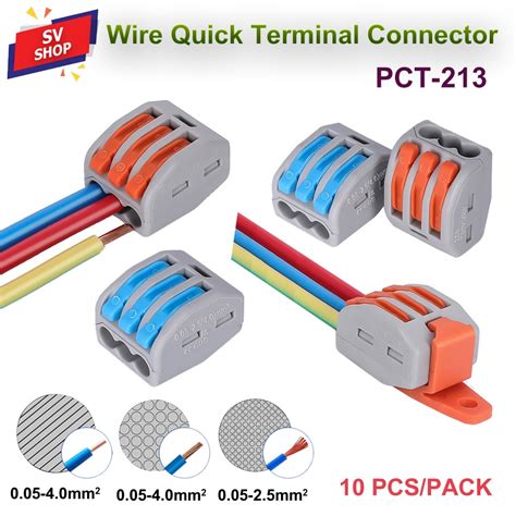 10pcs Pct 213 ขั้วต่อสายไฟ เต๋าต่อสายไฟ ข้อต่อสายไฟ Wire Quick Connector Terminal Block 3p