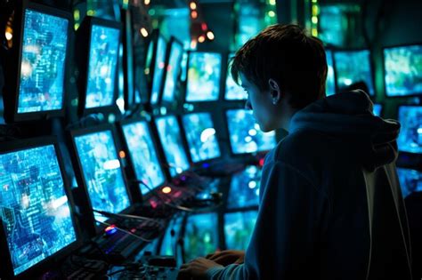 Premium Photo Experienced Programmer Working On Coding Project At Computer In Office Environment