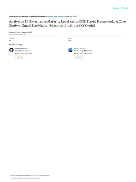 Analysing It Governance Maturity Level Using Cobit 2019 Framework A