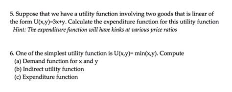 Solved Suppose That We Have A Utility Function Involving Two