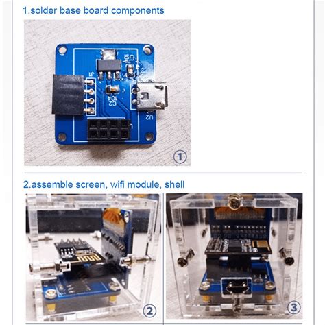 Esp8266 Diy Electronic Kit Mini Clock Oled Display Connect With Shell