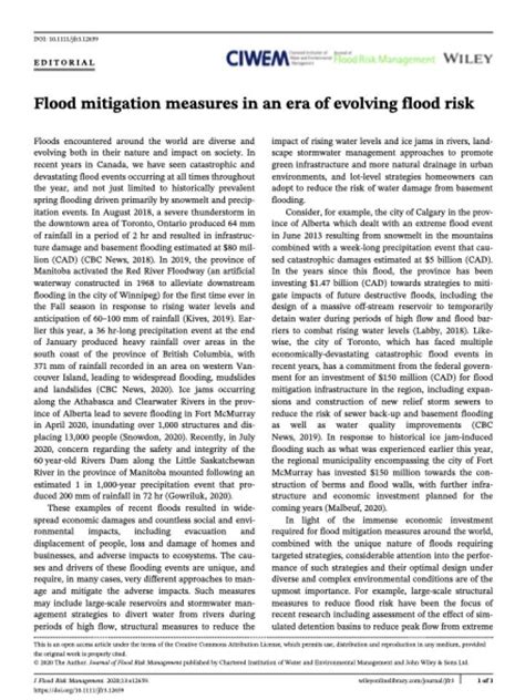 Flood Mitigation Measures In An Era Of Evolving Flood Risk Preventionweb