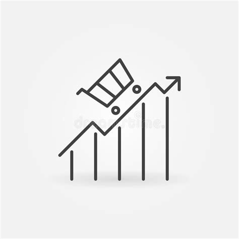 Shopping Cart On Line Graph Vector Inflation Concept Outline Icon Stock Illustration