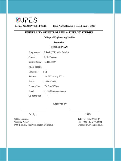 Agile Course Plan Theory Pdf