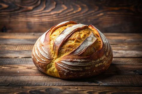 Cut A Loaf Of Artisanal Bread On Sourdough Generative Ai Stock