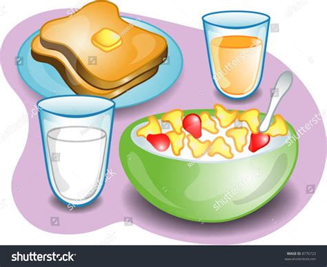 Illustration Complete Breakfast Cereal Milk Toast Stock Vektorgrafik