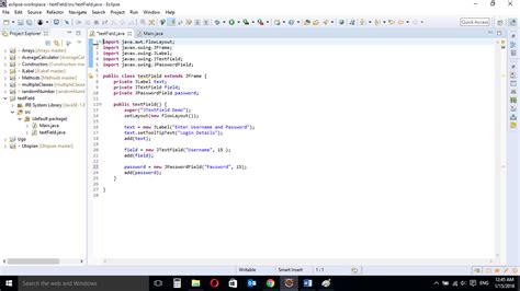 Java Graphical User Interfacegui Jtextfield And Jpasswordfield Functions Using Eclipse Ide