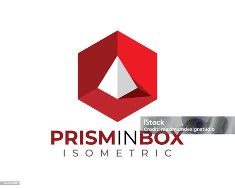 빛과 그림자가 있는 빨간색 육각형 상자 내부의 흰색 3d 3 차원 Isometric 프리즘 피라미드 블록에 대한 스톡 벡터 아트 및 기타 이미지 Istock