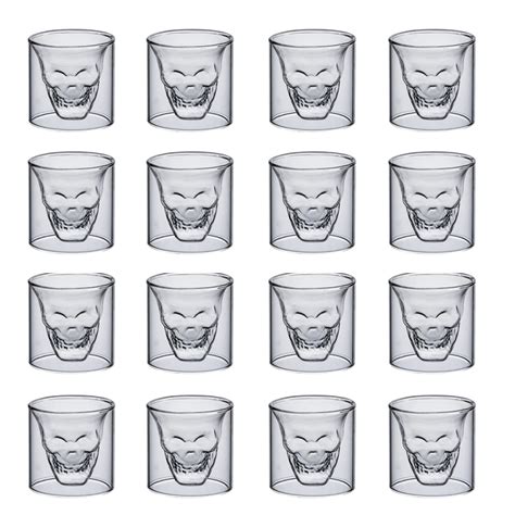 투명 해골 컵 25ml 이중 투명 유리 맥주 위스키 보드카 와인 워터 샴페인 칵테일 와인 글라스 커피 우유 머그잔 투명 해골
