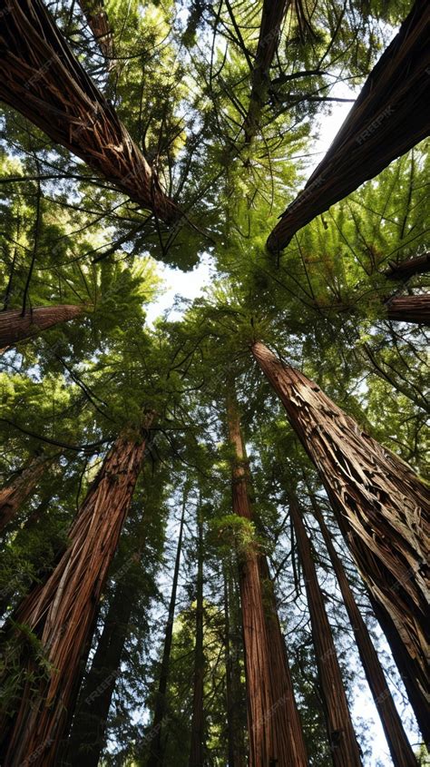 Old Growth Redwood Forest Massive Trees Reaching For The Sky Premium