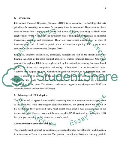 Ifrs Regulatory Framework For Financial Reporting Assignment Example
