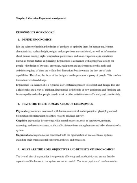 Ergonomics Assignment Pdf Human Musculoskeletal System Human