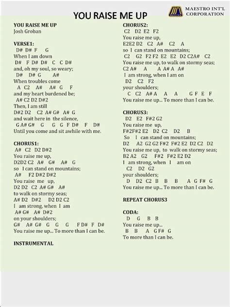 Maestro Flute Music Shop Free Flute Sheet Music And Song Notes Josh Groban You Raise Me