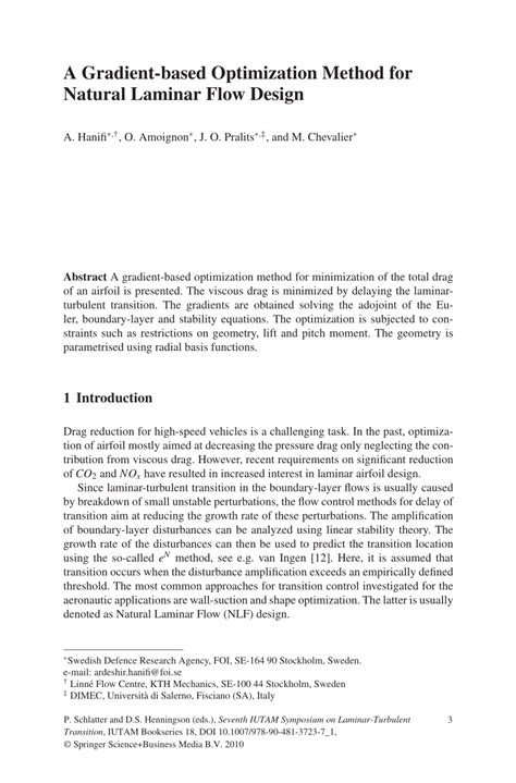 Pdf A Gradient Based Optimization Method For Natural Laminar Flow Design