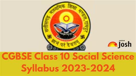 Chhattisgarh Board 10th Social Science Syllabus 2023 24 Download Cgbse Class 10 Social Science Pdf