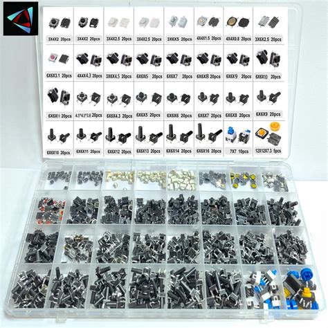620pcs 32 Values Tactile Push Button Switch Smd Micro Momentary Tact Switch Assortment Kit For