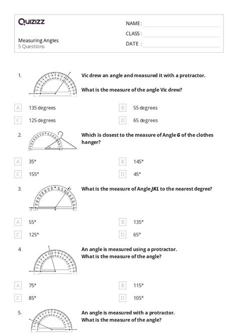 50 Measuring Angles Worksheets For 6th Class On Quizizz Free And Printable