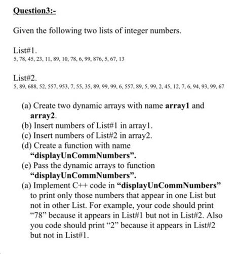 Answered Question3 Given The Following Two Bartleby