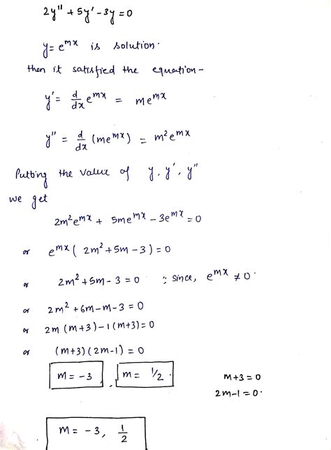 Solved Find All Values Of M So That The Function Y Ex Is A