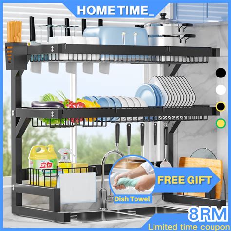 รัก Pinggan Sinki Mangkuk สแตนเลส Rak Dapur ราวตากผ ้ าจานห ้ องครัว Organizer Rack อ ่ างล ้ าง