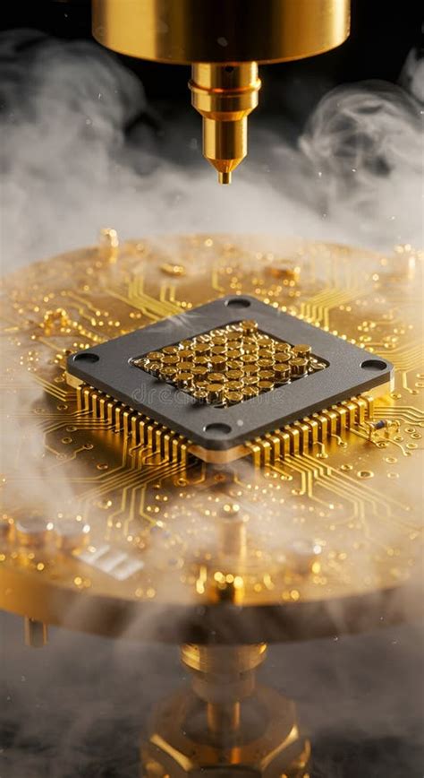 Ultra Hd Macro Shot Of A Quantum Computer S Superconducting Processor Ai Stock Illustration
