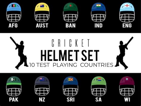 크리켓 아이콘 크리켓 경기 국가의 헬멧 세트 프리미엄 벡터