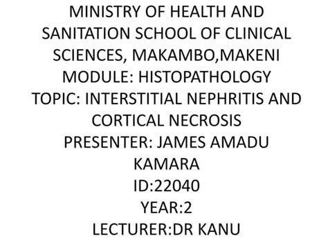 Interstitial Nephritis And Cortical Necrosispptx