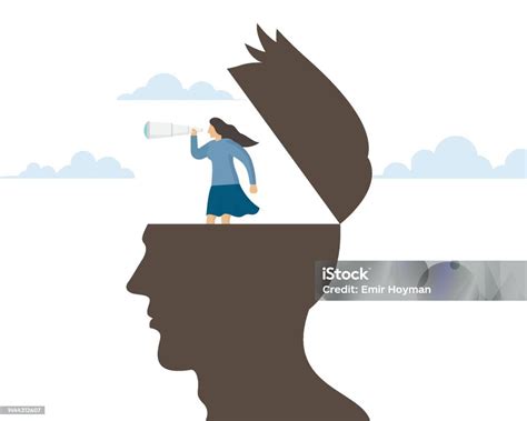 비즈니스 결정에 대한 자제력 또는 리더십 생각 또는 올바른 방향 동기 부여 사고 방식 또는 의식 개념에 대한 지침 비즈니스 리더는 머리에 남자를 확인합니다 편집 가능한