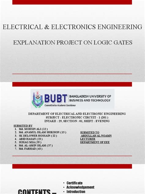 Electrical And Electronics Engineering Explanation Project On Logic