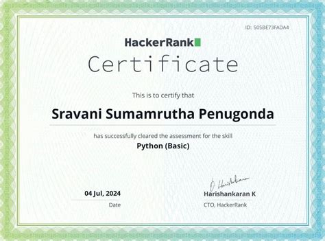 sravani sumamrutha penugonda on linkedin python cerification