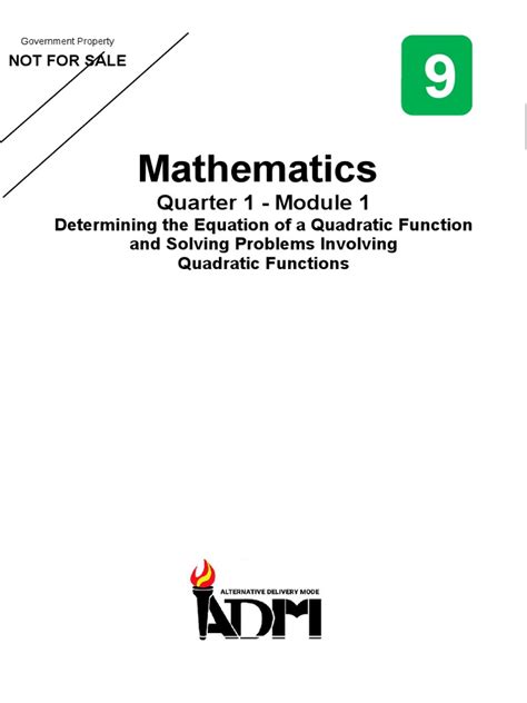Mathematics9 Q1 Week10 Determiningtheequationofaquadraticfunction V3