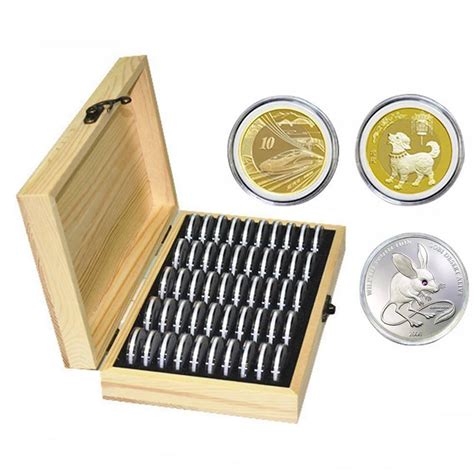 Новая коробка с 50 капсулами чехол для коллекционной монеты 21 5 13 5 4 5 см деревянная коробка
