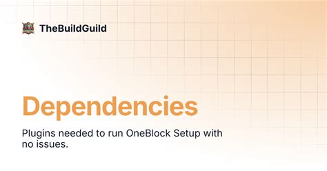 Dependencies Thebuildguild