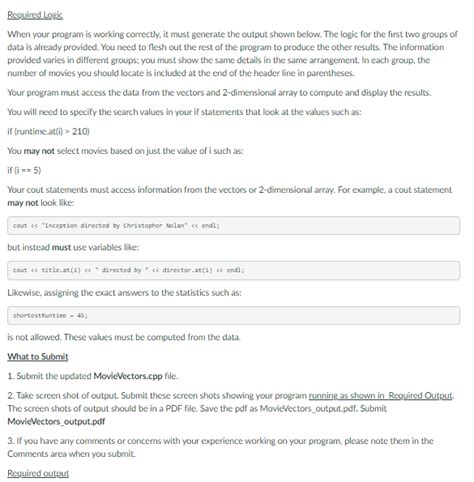 Solved Required Logic When Your Program Is Working