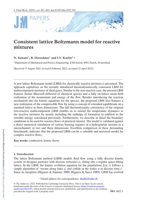 Pdf Consistent Lattice Boltzmann Model For Reactive Mixtures