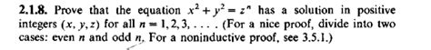 solved 2 1 8 prove that the equation x2 y2 zn has a
