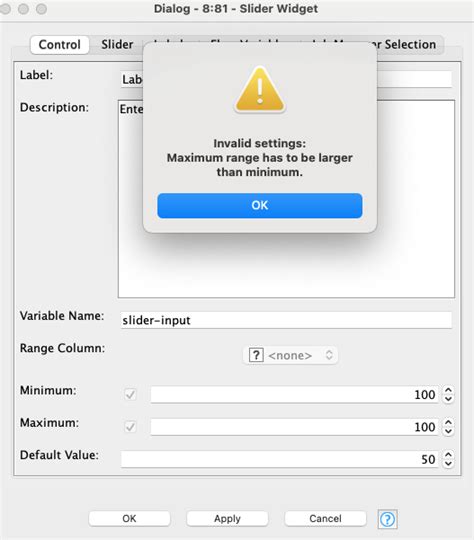 Interactive Range Slider Filter Widget Throws Strange Error Knime