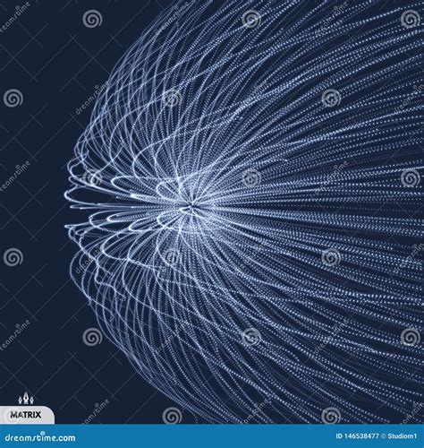Abstract Science Or Technology Background Array With Dynamic Particles