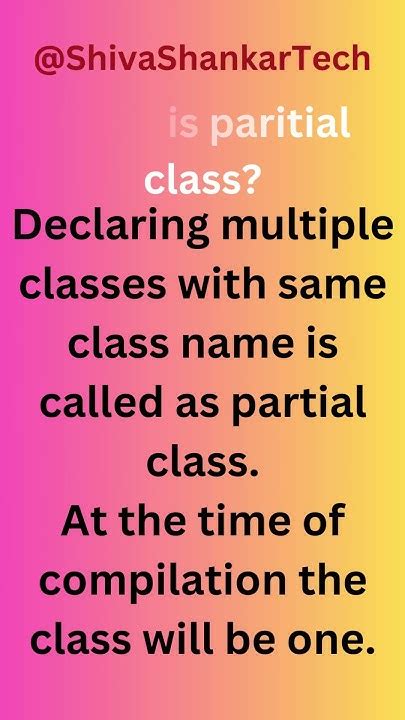 What Is Partial Class In Net In C Shivashankartech Dotnet Csharp Aspnetmvc Aspdotnetcore