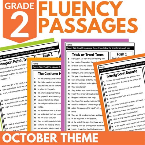 Fluency Reading Passages October 2nd Grade Halloween Reading Fluency