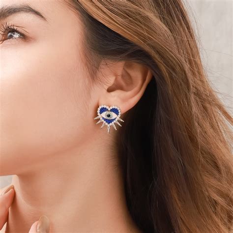 Selenichast Heart Sun Diamond Evil Eye Earrings For Women Evil Eye