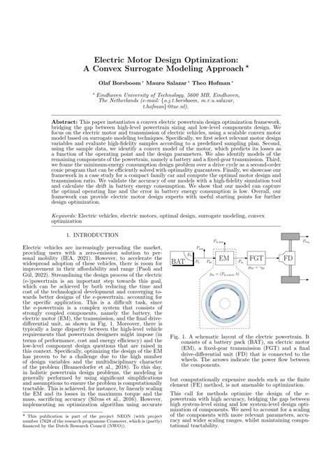 Pdf Electric Motor Design Optimization A Convex Surrogate Modeling Approach