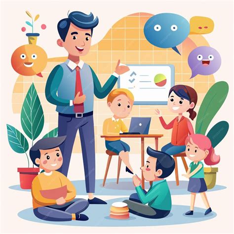 Teacher Leading Students In A Classroom Setting With Interactive Learning Premium Ai Generated