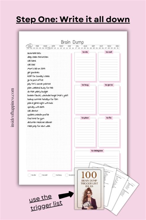 Brain Dump Templates And Brain Dump Trigger List Inside Of Happiness