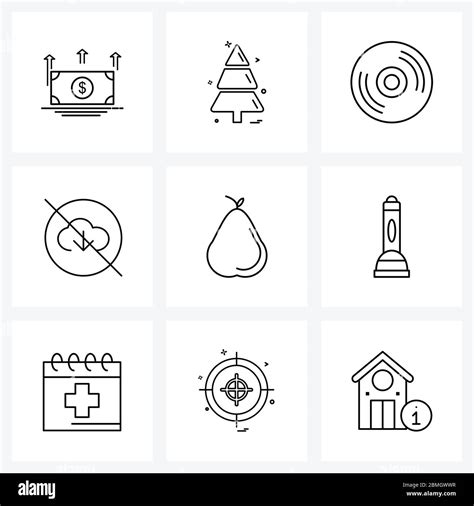 Pack Of 9 Universal Line Icons For Web Applications Meal Fruit Disk Pear Download Vector