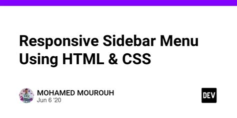 Responsive Sidebar Menu Using Html Css Dev Community
