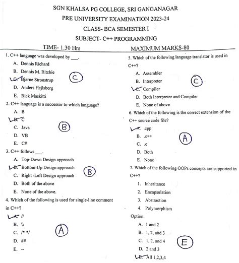 2023 24 Solved Sample Paper Bca C Programming