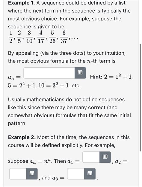 Solved Example 1 A Sequence Could Be Defined By A List Chegg Com