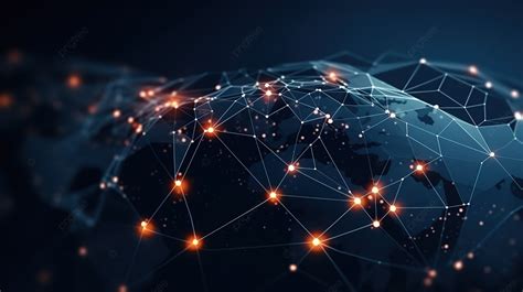 Dynamic Futuristic Network Interconnected Lines And Dots On A High Tech Hud Background